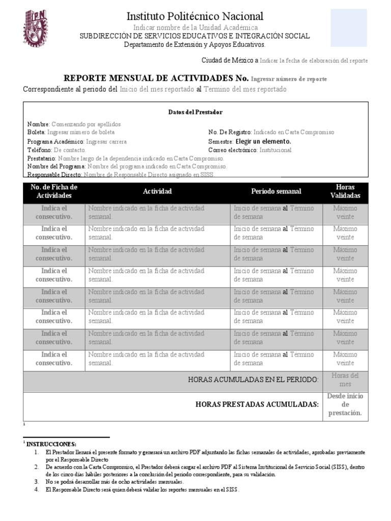 Reporte Mensual de Actividades IPN | PDF | Negocios