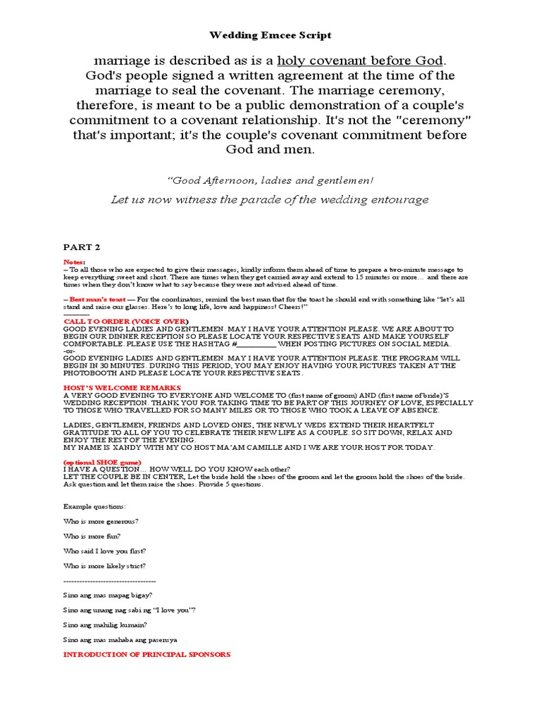 Emcee Script Wedding1 | PDF | Wedding | Groomsman