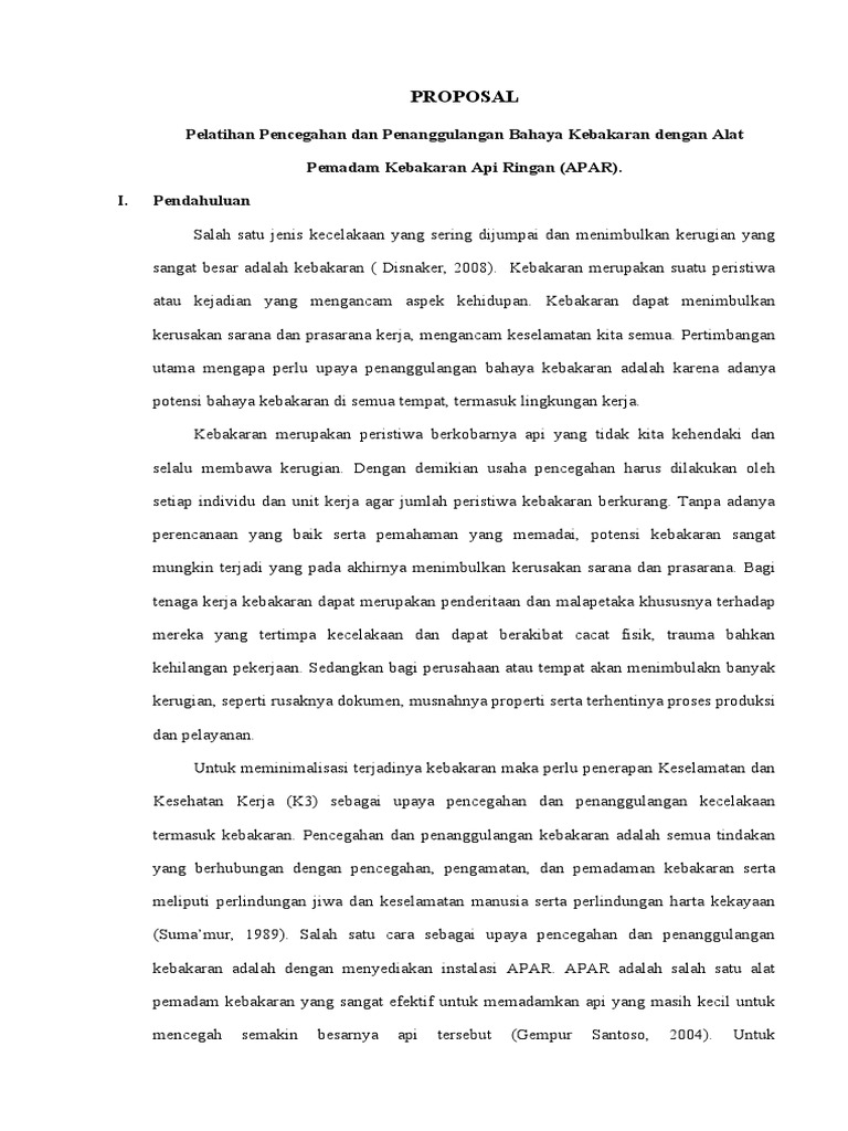 Proposal Pelatihan Apar | PDF