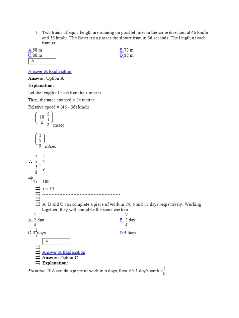 A. B. C. D.: Answer: Option A Explanation | PDF | Interest | Teaching ...