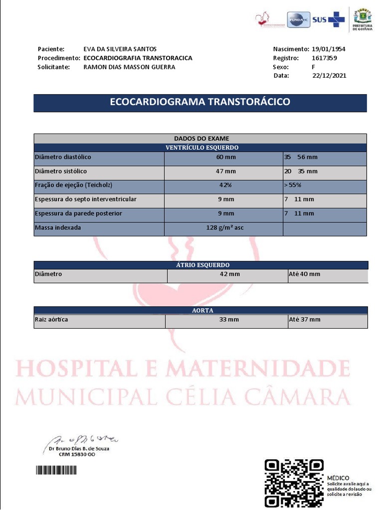 Modelo de Laudo Eco Celia Camara | PDF | Ventrículo (coração) | Átrio ...