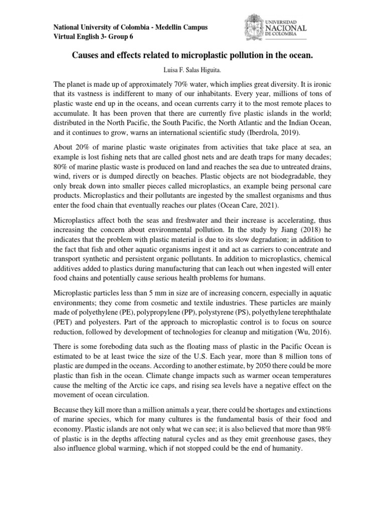 Causes and Effects Related To Microplastic Pollution in The Ocean. LS | PDF | Plastic | Oceans