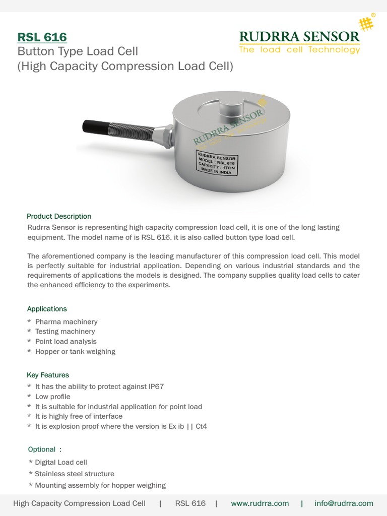 Button Type Load Cell (High Capacity Compression Load Cell) : Product ...