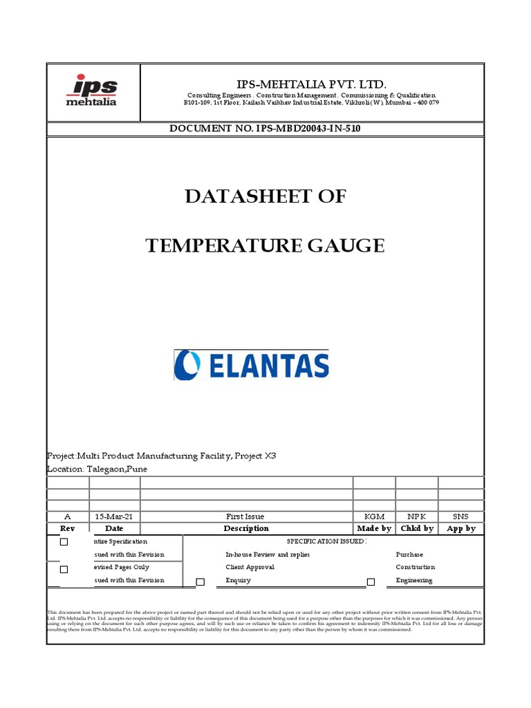 Datasheet of Temperature Gauge - 240321 | PDF | Stainless Steel ...