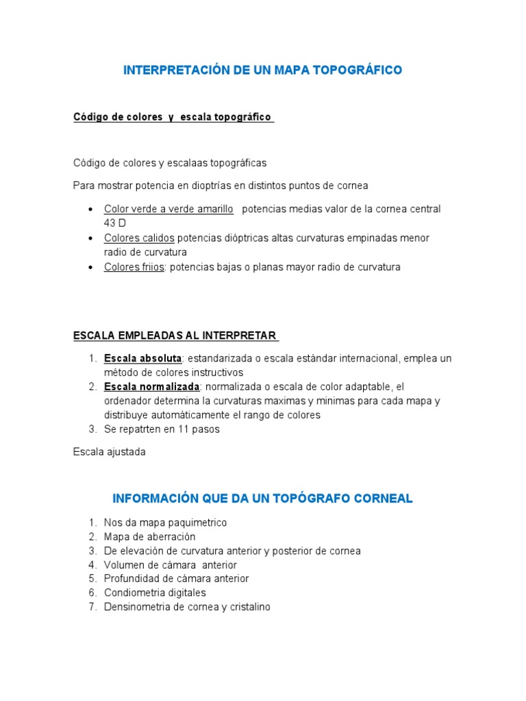 Interpretación de Un Mapa Topográfico | PDF | Córnea | Oftalmología