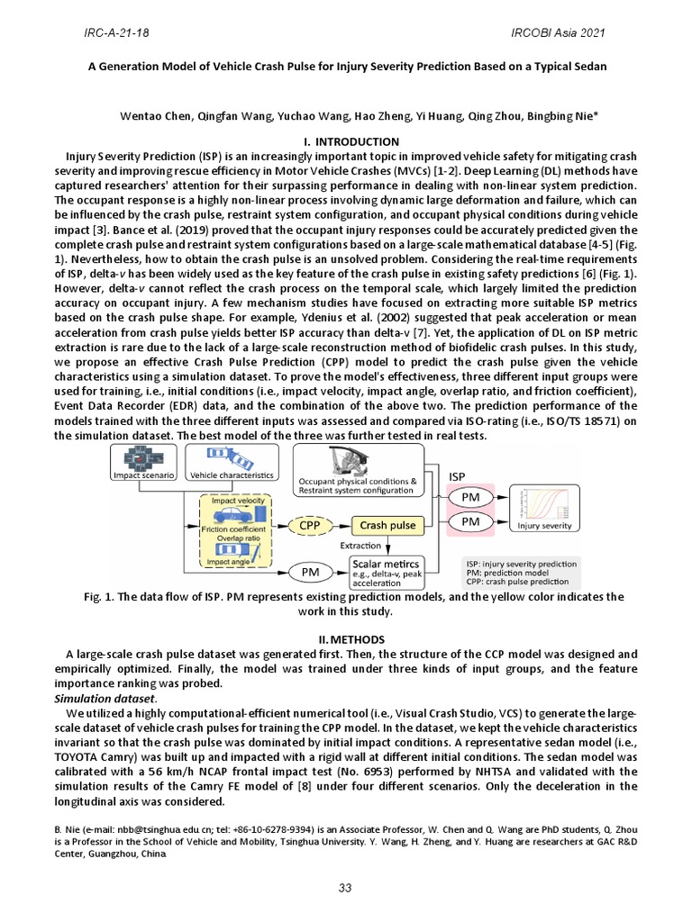 A Generation Model of Vehicle Crash Pulse For Injury Severity Prediction Based On A Typical ...