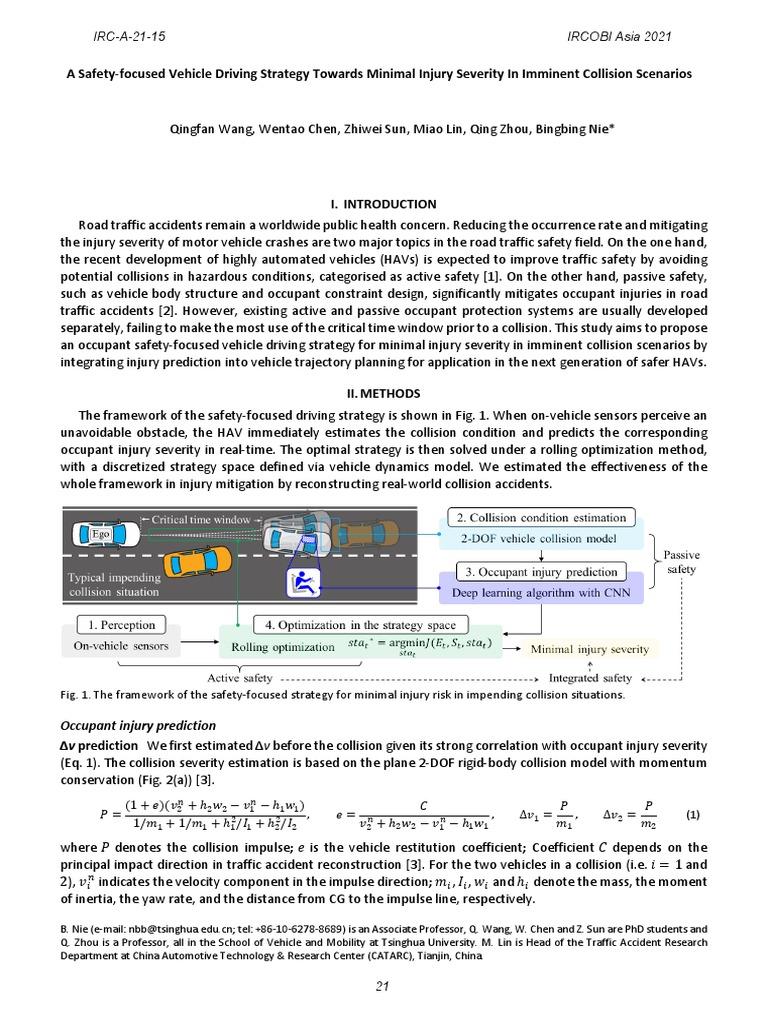 A Safety-Focused Vehicle Driving Strategy Towards Minimal Injury Severity in Imminent Collision ...