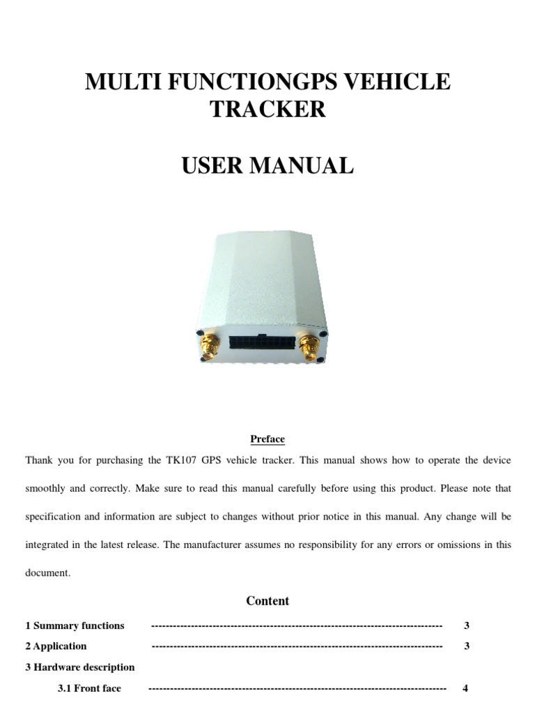 TK107 GPS Vehicle Tracker Manual | PDF | General Packet Radio Service ...