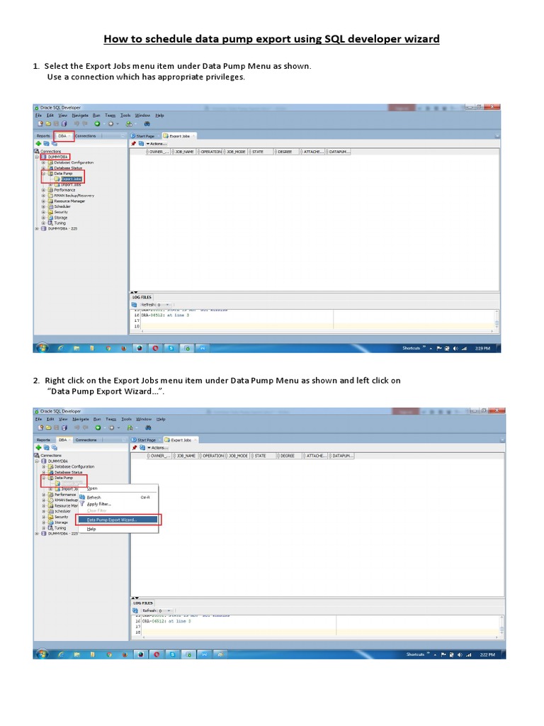 Schedule Data Pump Export V5 | PDF
