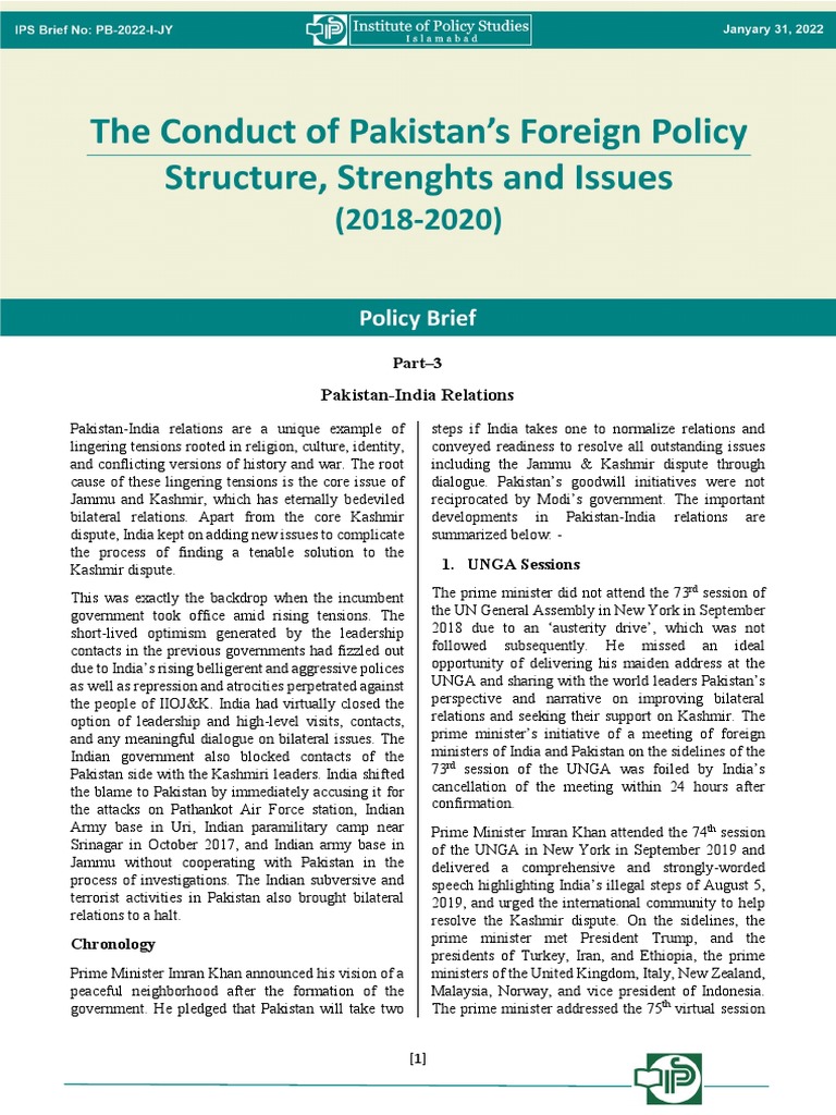 The Conduct of Pakistan's Foreign Policy: Structure, Strengths and ...