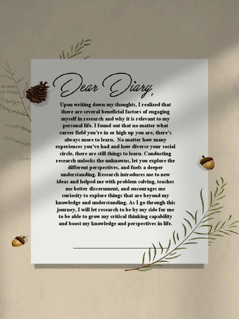 Dear Diary | PDF | Self-Improvement