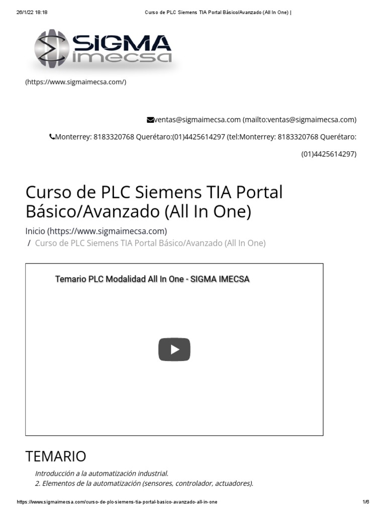 Curso de PLC Siemens TIA Portal Básico - Avanzado (All in One) | PDF ...