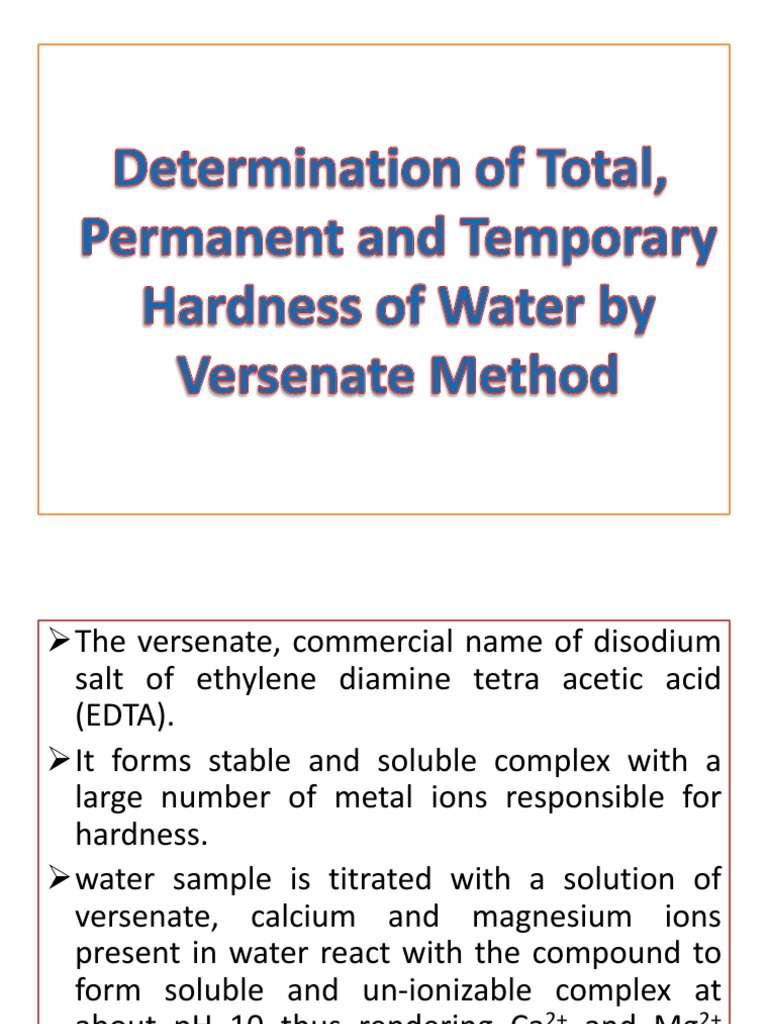 Versenate Method | PDF | Ethylenediaminetetraacetic Acid | Chemistry