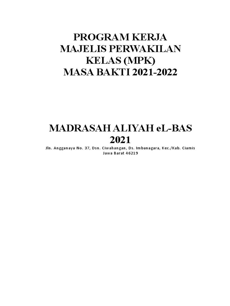 Program Kerja MPK | PDF