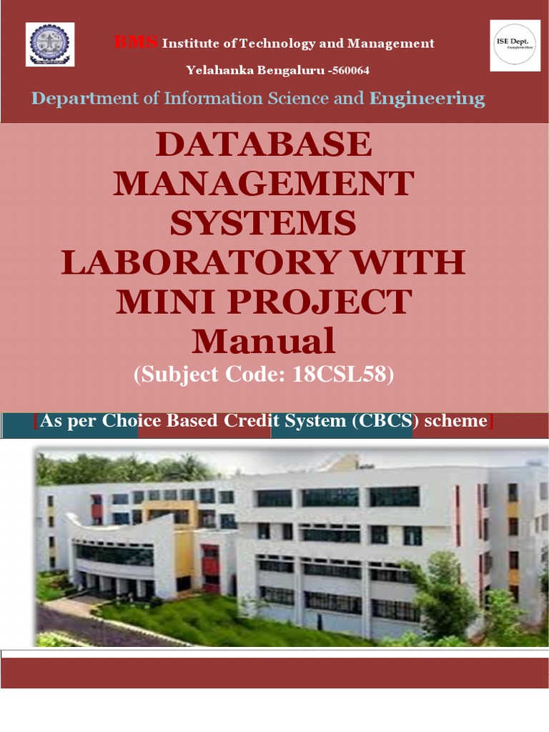 Database Management Systems Laboratory With Mini Project Manual ...
