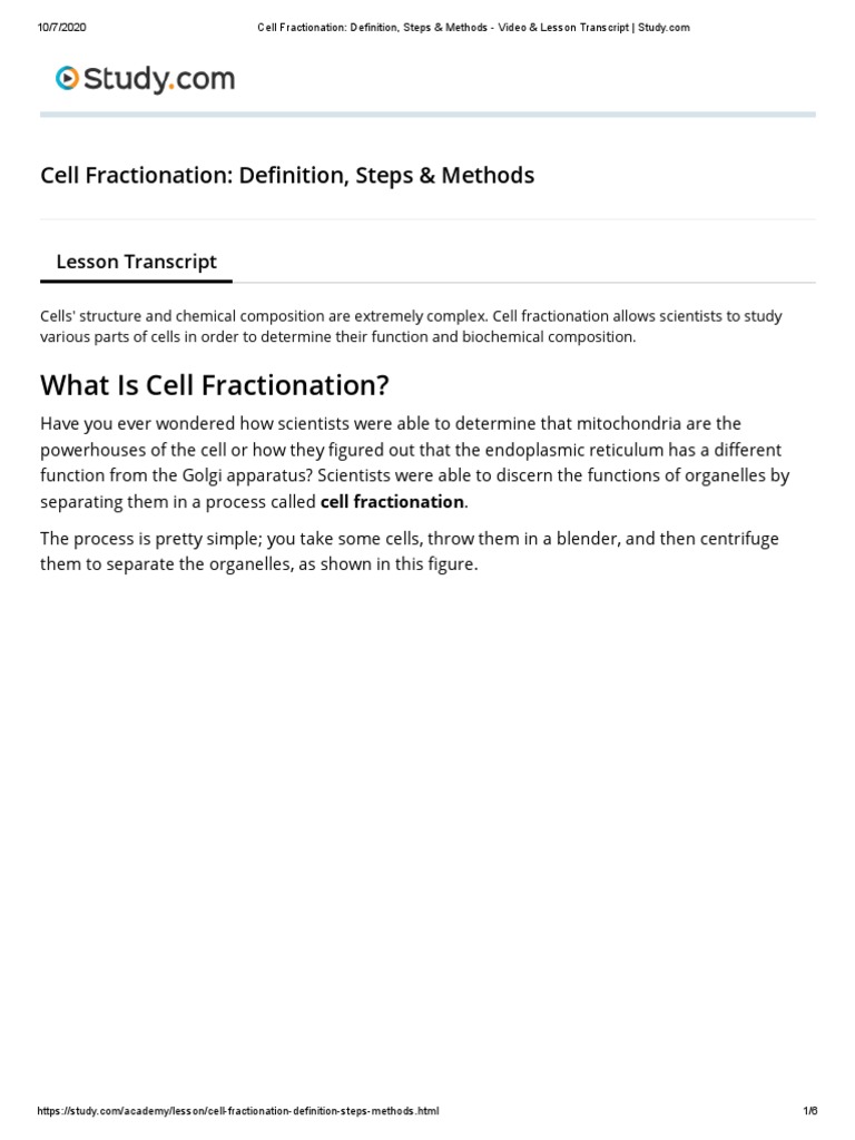 Cell Fractionation: Methods and Importance | PDF | Centrifugation ...
