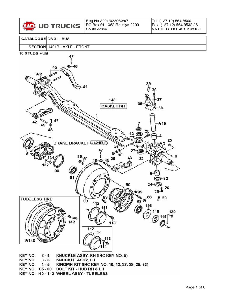 U401b - Axle - Front | PDF | Washer (Hardware) | Screw