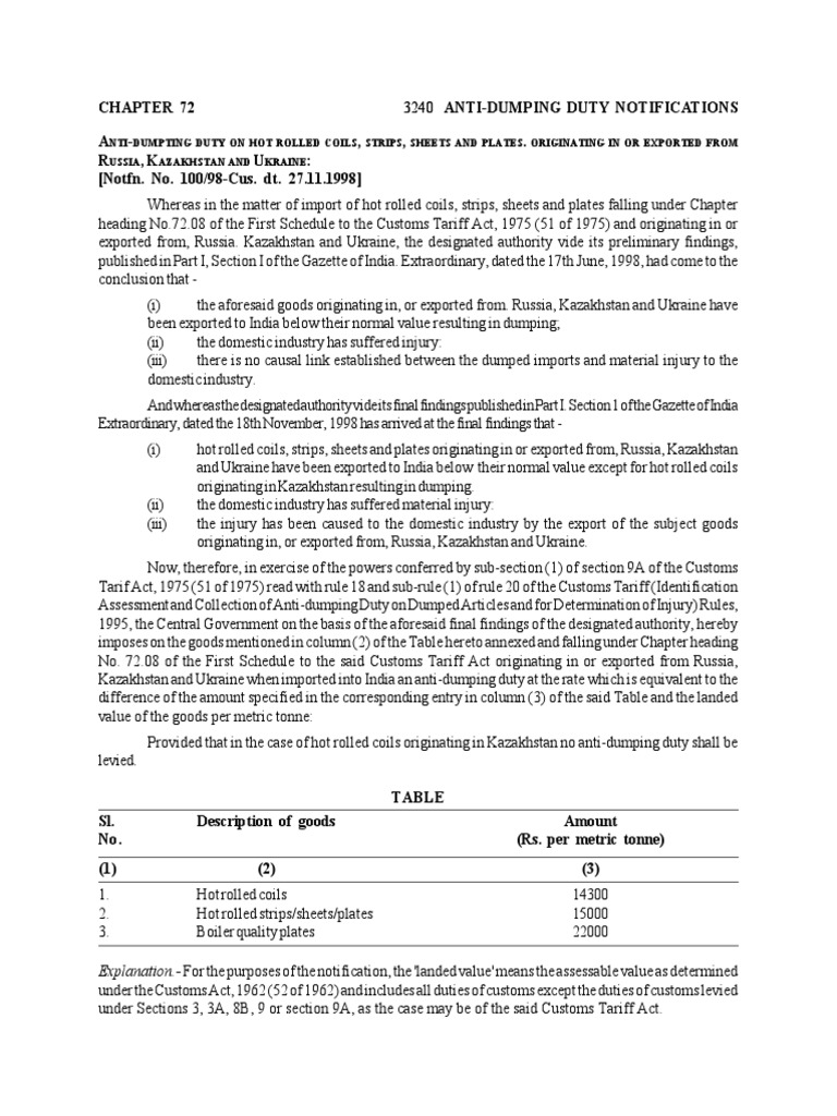 Anti-Dumping Chapter 72 | Download Free PDF | Dumping (Pricing Policy) | International Relations