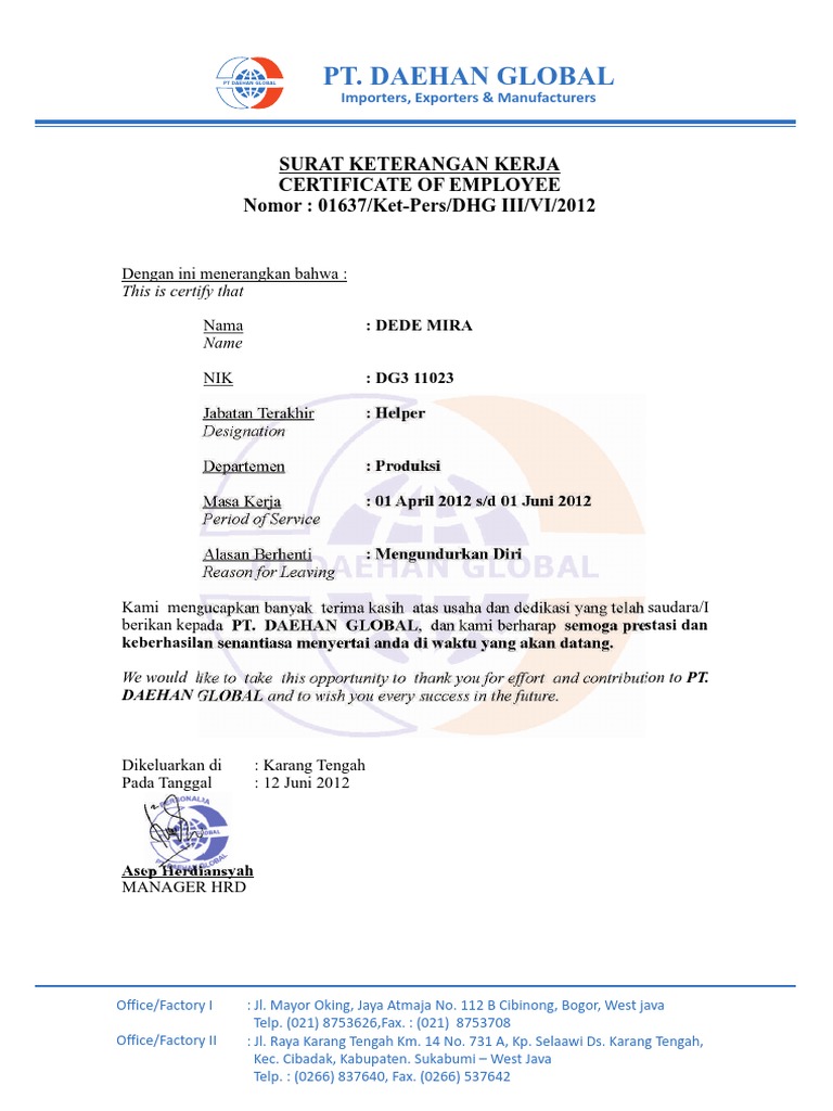 DAEHAN GLOBAL Dede Mira | PDF | Karier & Perkembangan | Bisnis