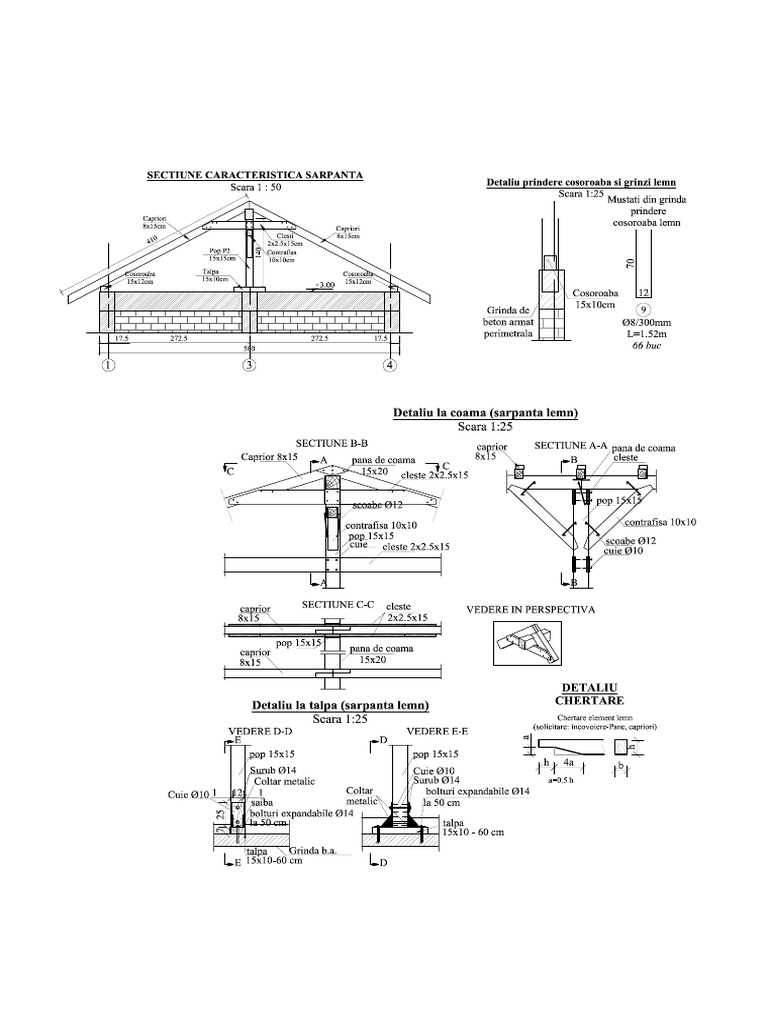 Sectiune Si Detalii Sarpanta | PDF