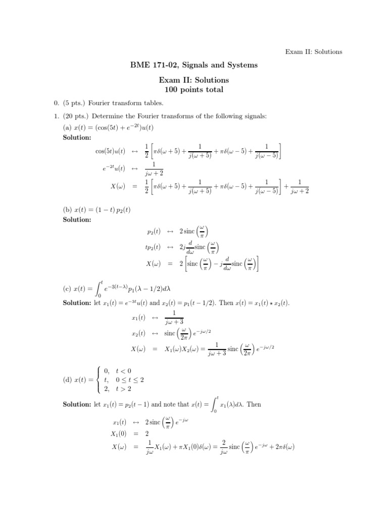 Exam2 Solutions | PDF | Discrete Fourier Transform | Functions And Mappings