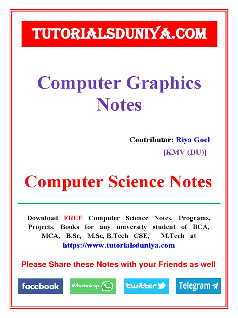 Computer Graphics Notes Tutorialsduniya Pdf Computer Programming Deep Learning