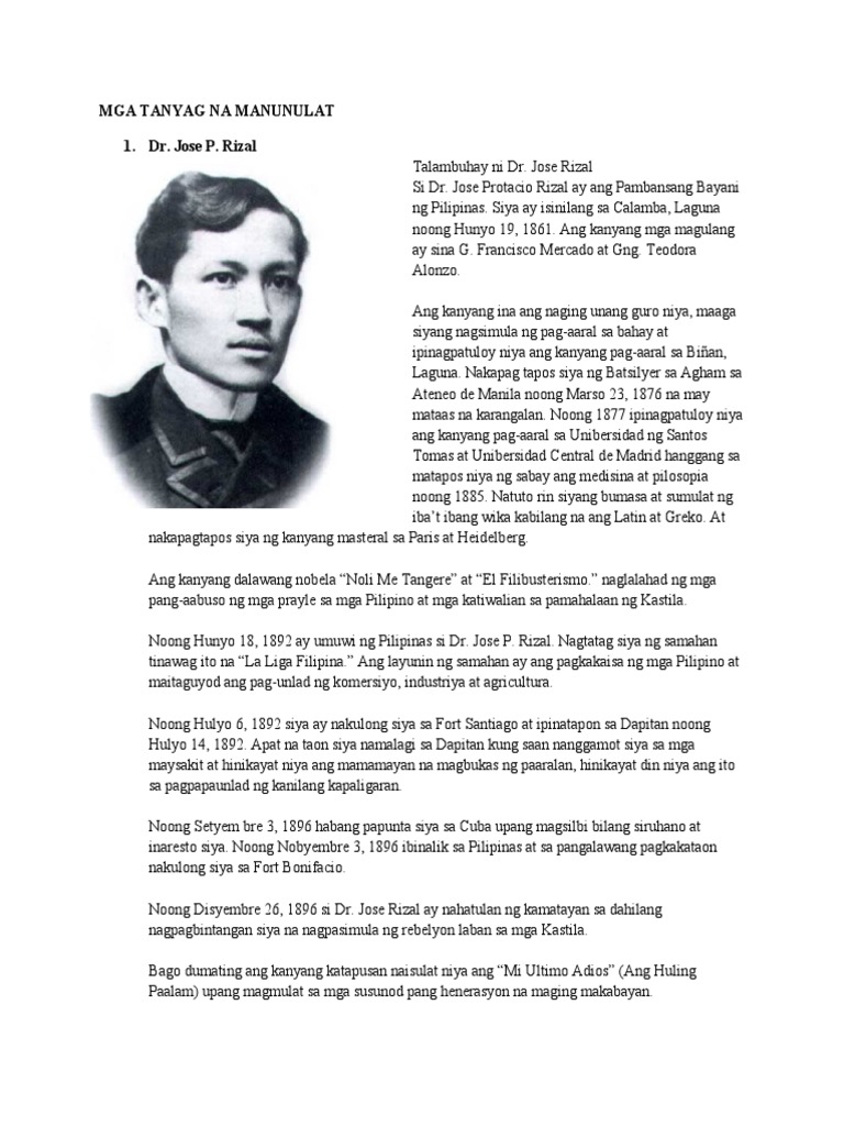 Mga Tanyag Na Manunulat | PDF