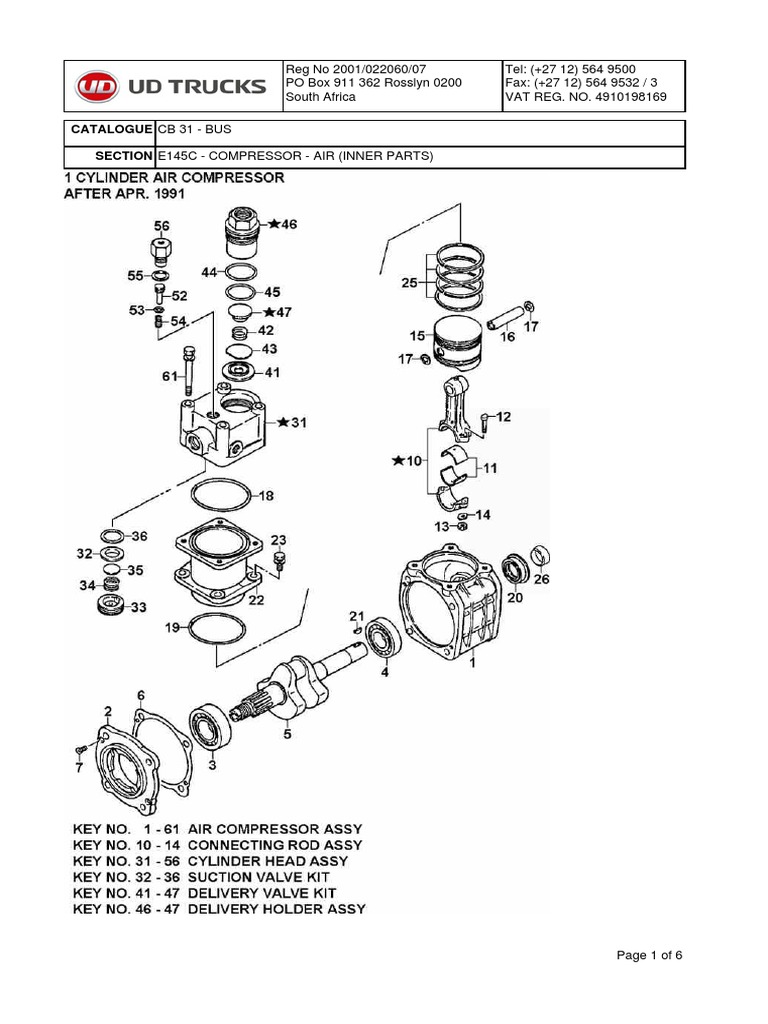 E145C Compressor Inner Parts Catalog | PDF | Valve | Screw