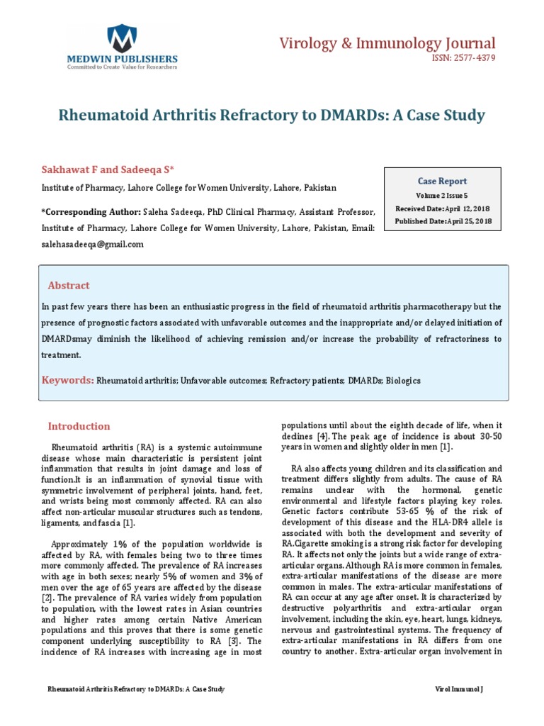 RHEUMATOLOGY1 - RA Refractory To DMARDs | PDF | Rheumatoid Arthritis ...