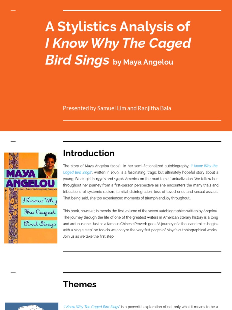 A Stylistic Analysis of Maya Angelou's I Know Why The Caged Bird Sings ...