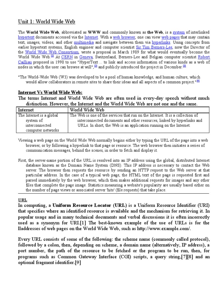 Internet Vs World Wide Web | PDF | Internet Protocol Suite | World Wide Web