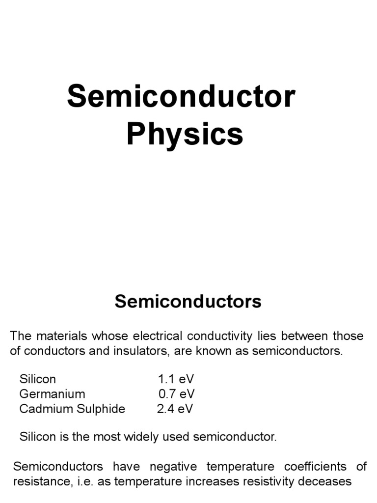 Semiconductor Physics | PDF | P–N Junction | Semiconductors