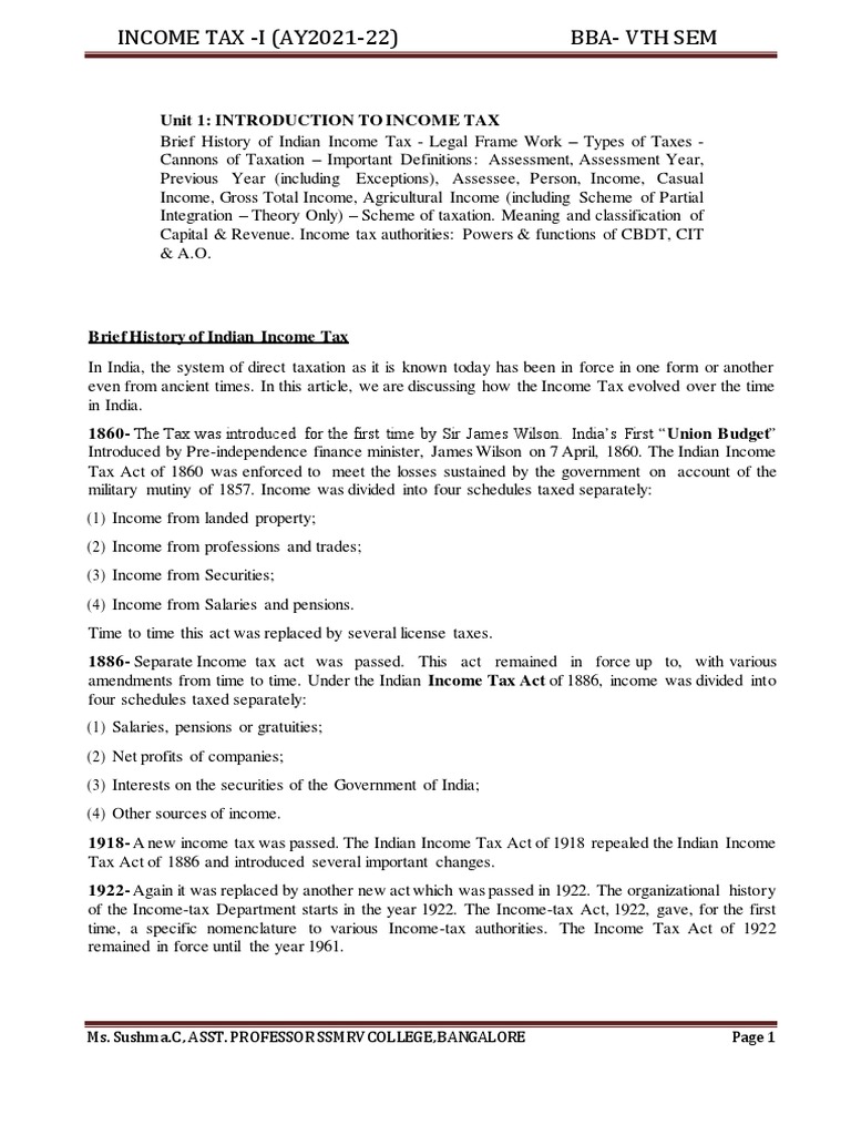Income Tax Notes - All 5 Chapters | PDF | Taxes | Indirect Tax
