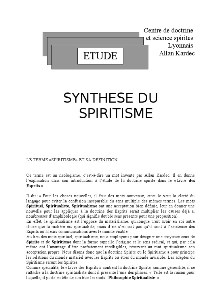 Synthèse Du Spiritisme | PDF