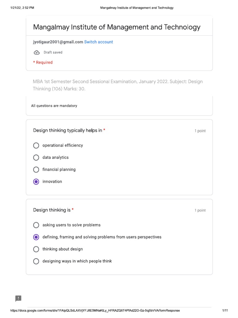 Design Thinking - MCQ | PDF