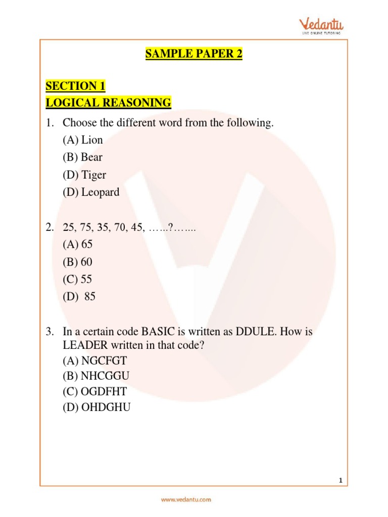 Imo Maths Olympiad Sample Question Paper 2 Class 2 | PDF | Mathematics