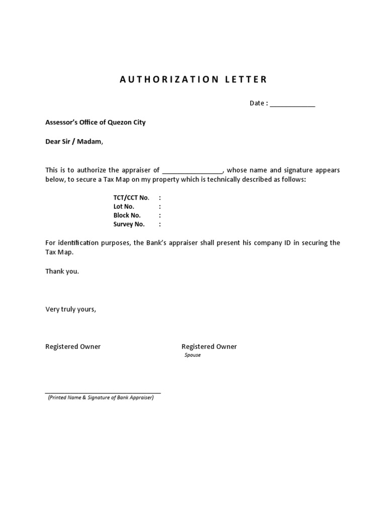 Authorization Letter (Tax Map) - Sample - 1 Feb 2022 | PDF