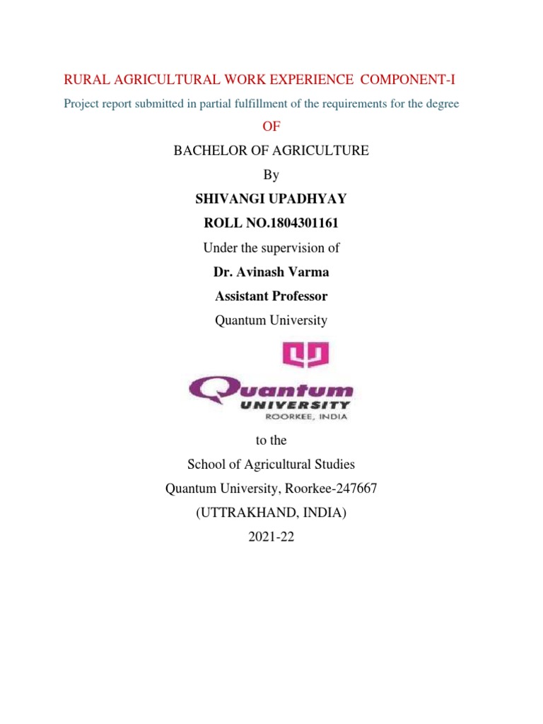 Shivangi RAWE Final Report | PDF | Sowing | Agriculture