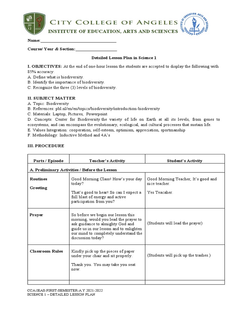 Detailed Lesson Plan | PDF | Lesson Plan | Teachers