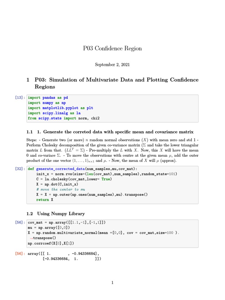 P03 Confidence Region | Download Free PDF | Algorithms | Linear Algebra