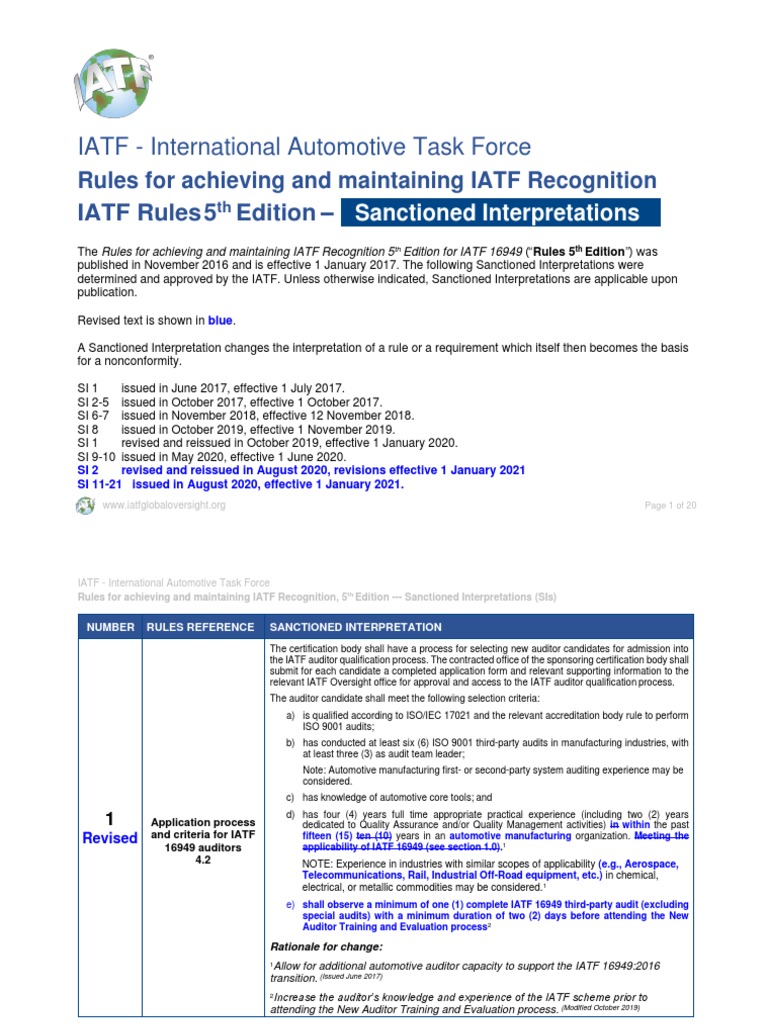 IATF - International Automotive Task Force: Rules For Achieving and ...