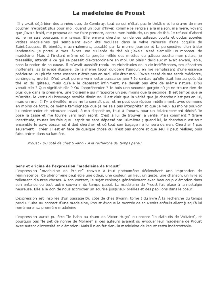 La Madeleine de Proust | PDF