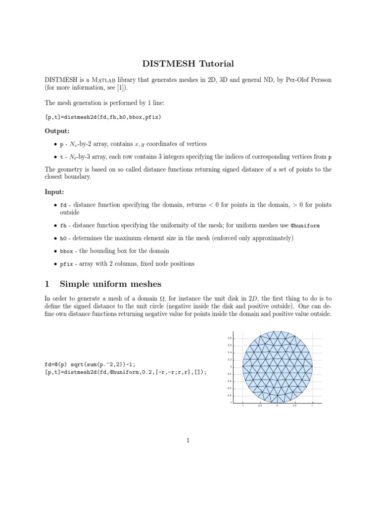 DISTMESH Tutorial | PDF | Function (Mathematics) | Array Data Structure