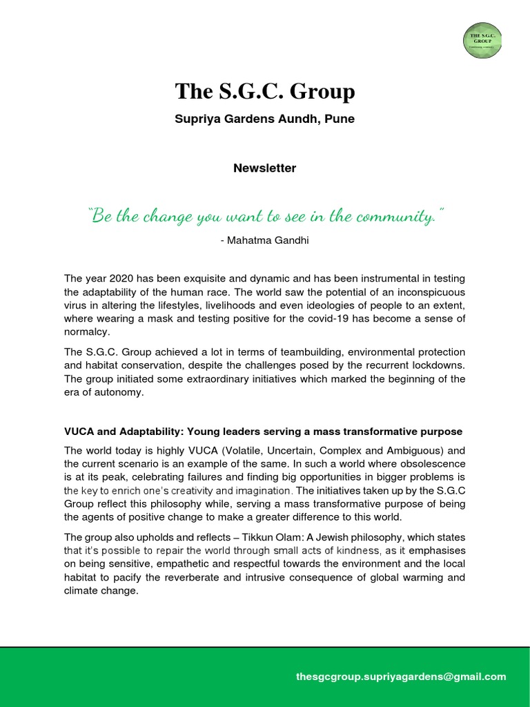 The S.G.C. Group: "Be The Change You Want To See in The Community." | PDF