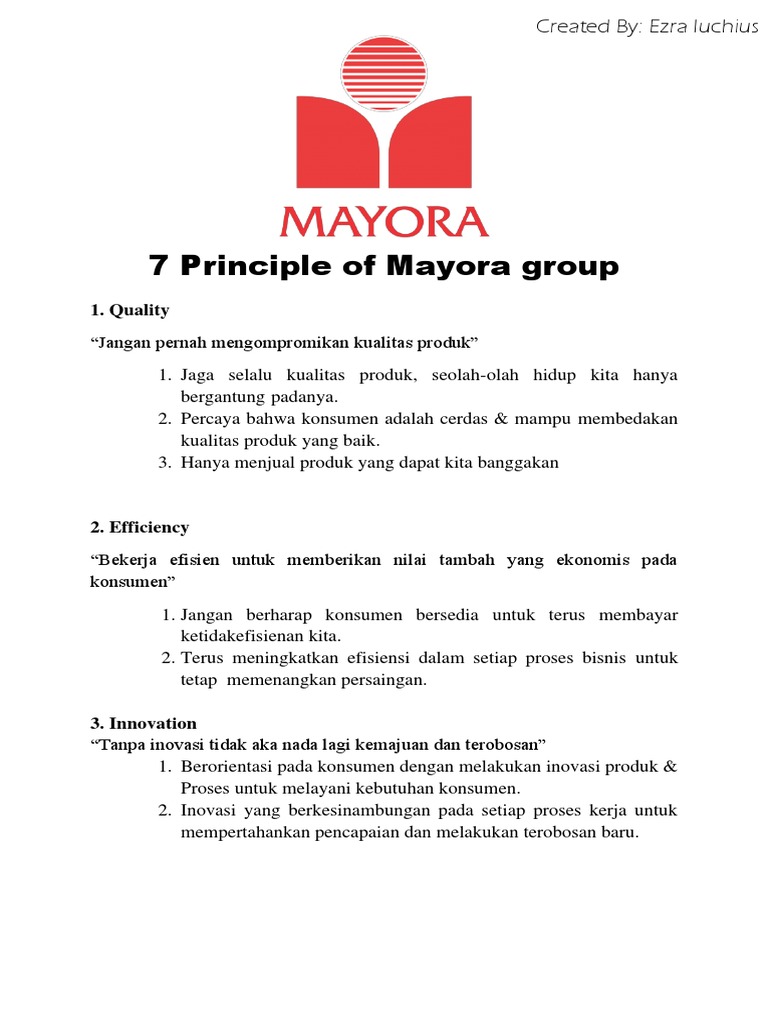 7 Principle of Mayora Group | PDF