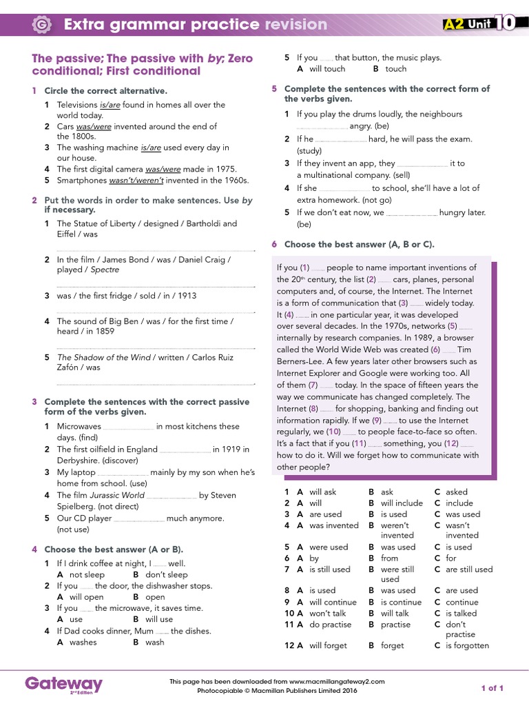 Gateway A2 UNIT 10 Extra Grammar Practice Revision | PDF | Computing
