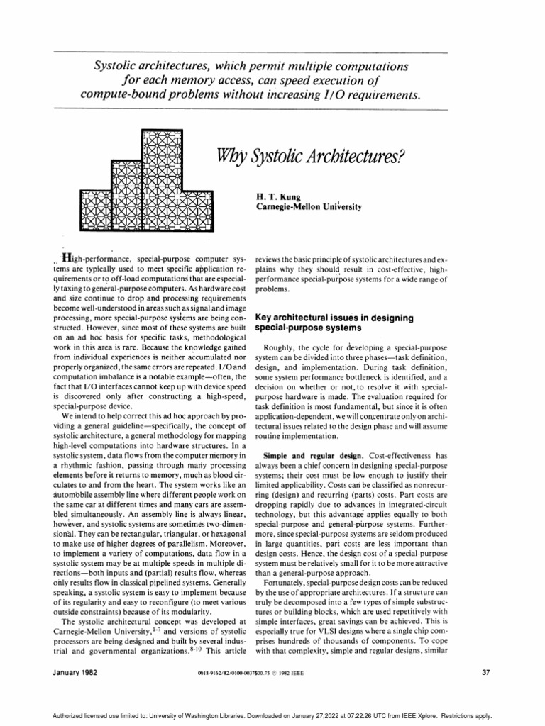 Why Systolic Architectures | PDF | Input/Output | Parallel Computing