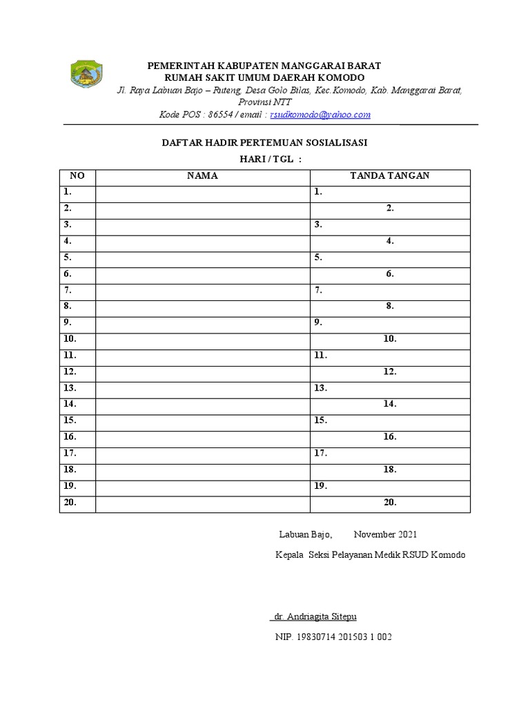Daftar Hadir Sosialisasi | PDF