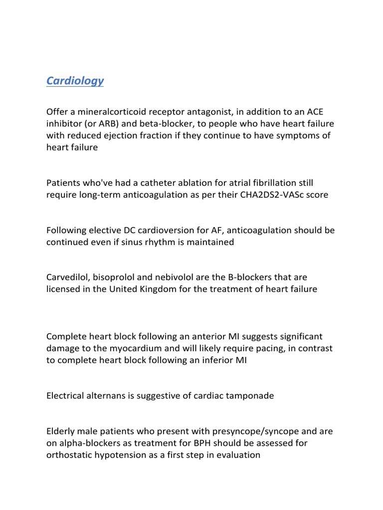 Passmedicine 2021 Key Notes MRCP II | PDF | Myocardial Infarction | Heart