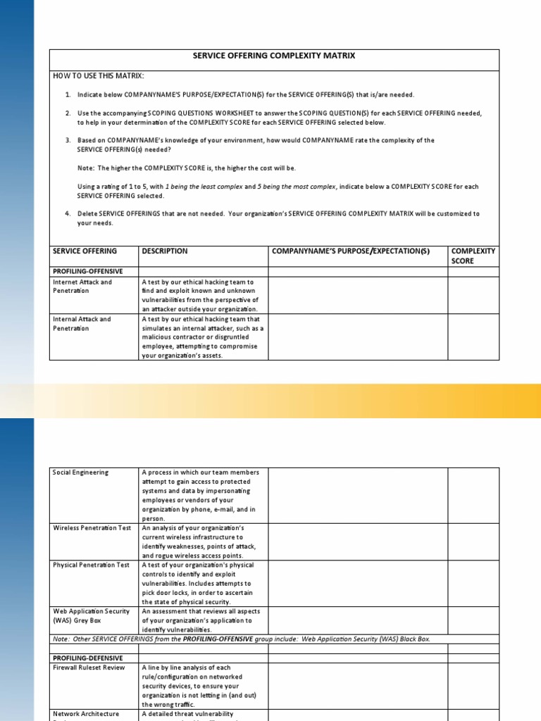 Service Offering Complexity Matrix Guide | PDF | Business | Payment ...